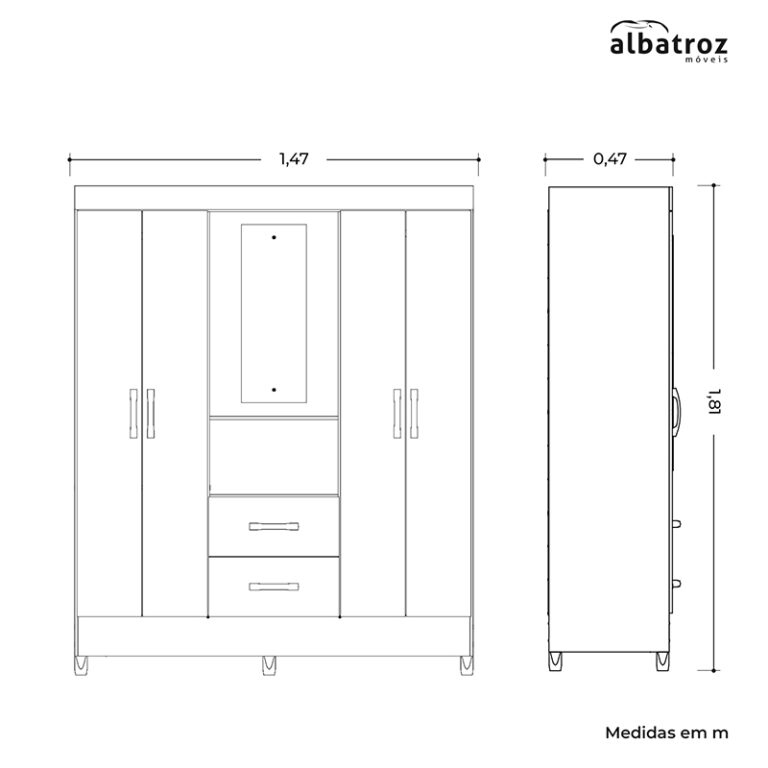 Closet 4p 2c Mobi Capelina Grey - Vekkahome